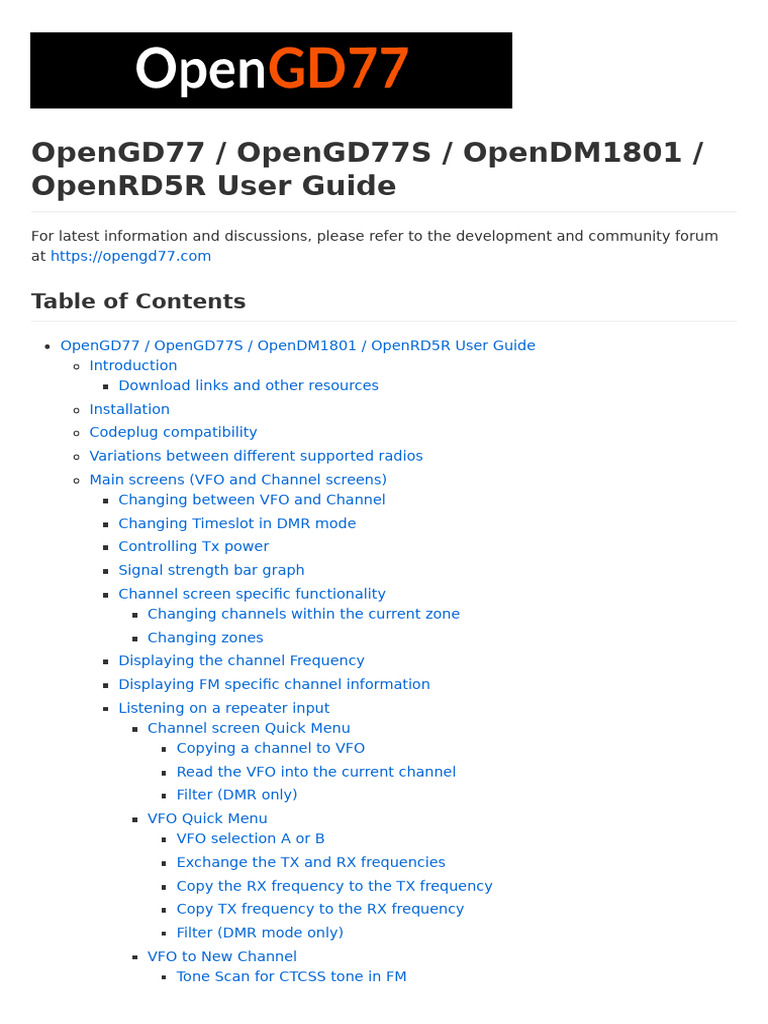 OpenGD77 User Guide | PDF | Radio | Computing