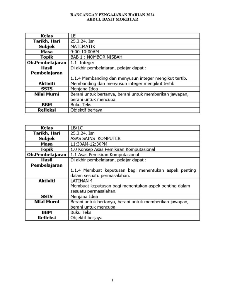 Basit RPH 2 | PDF | Karier & Perkembangan