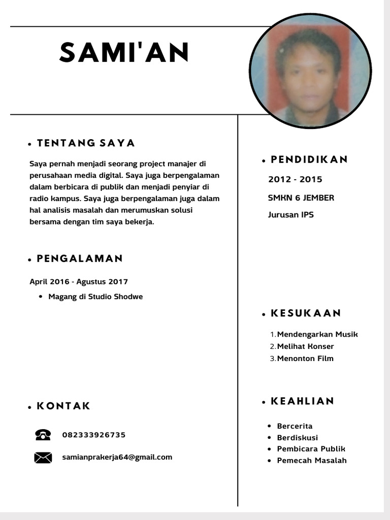 CV Kerja Sami'an | PDF