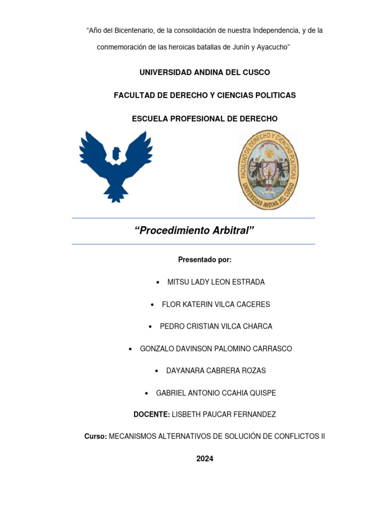 Procedimiento Arbitral Grupo 6 | PDF | Arbitraje | Jurisdicción