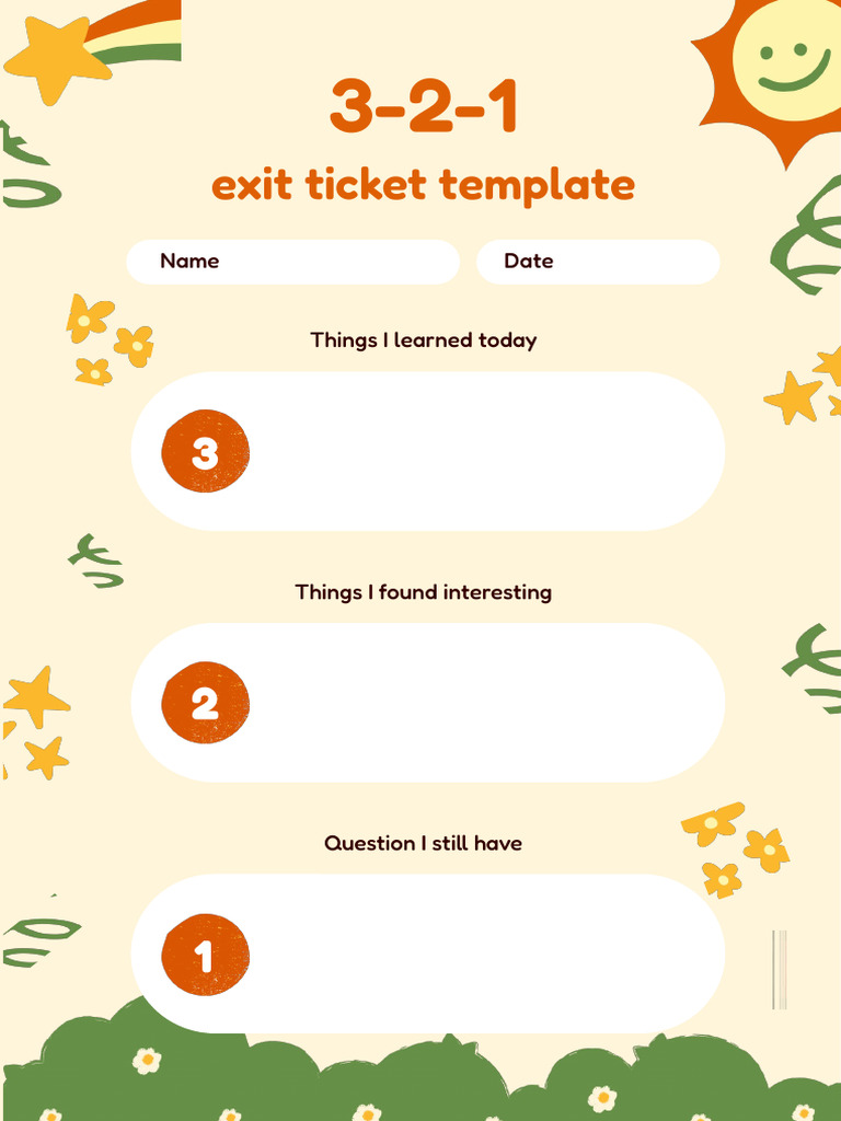 3 2 1 Exit Ticket Template | PDF