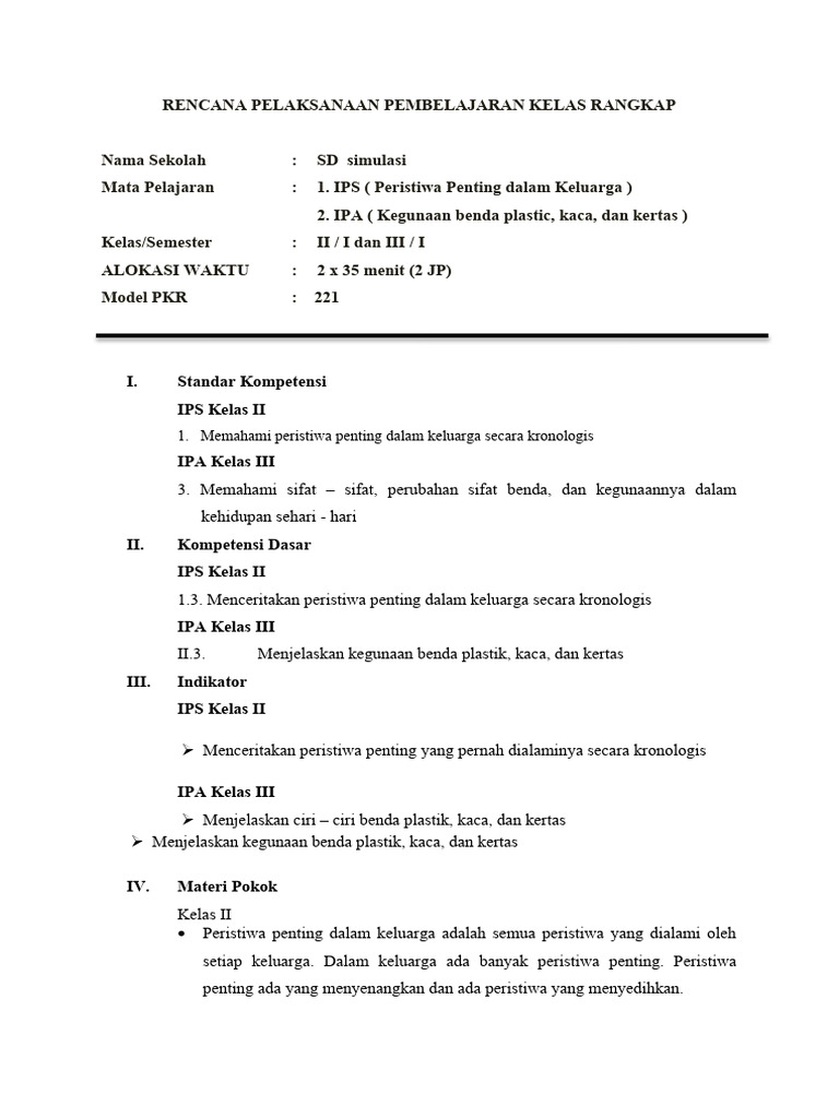 CONTOH Model PKR MODEL 221 Supadi 2021 | PDF