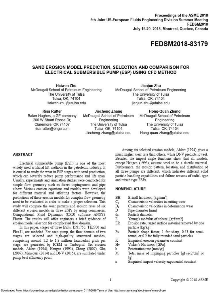 Sand Erosion Model Prediction, Selection and Comparison For | PDF ...