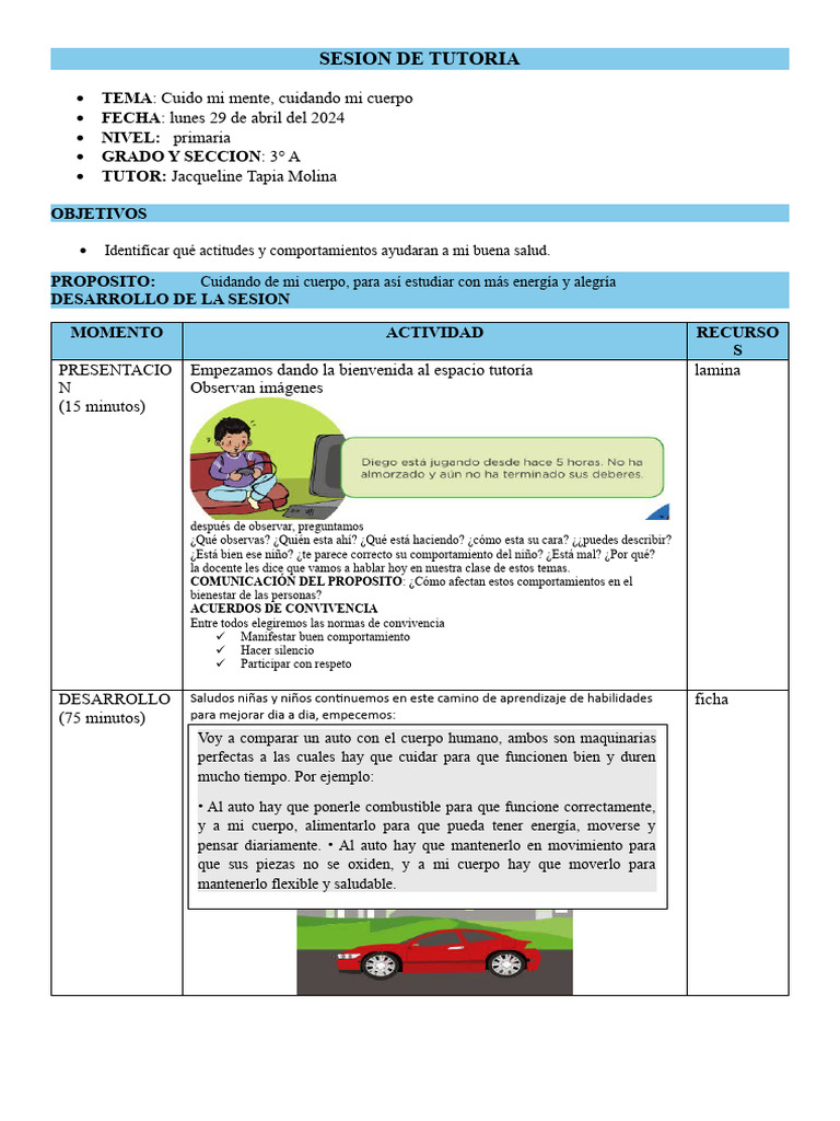 29 de Abril Tutoria | PDF | Ciencia cognitiva | Conceptos psicologicos