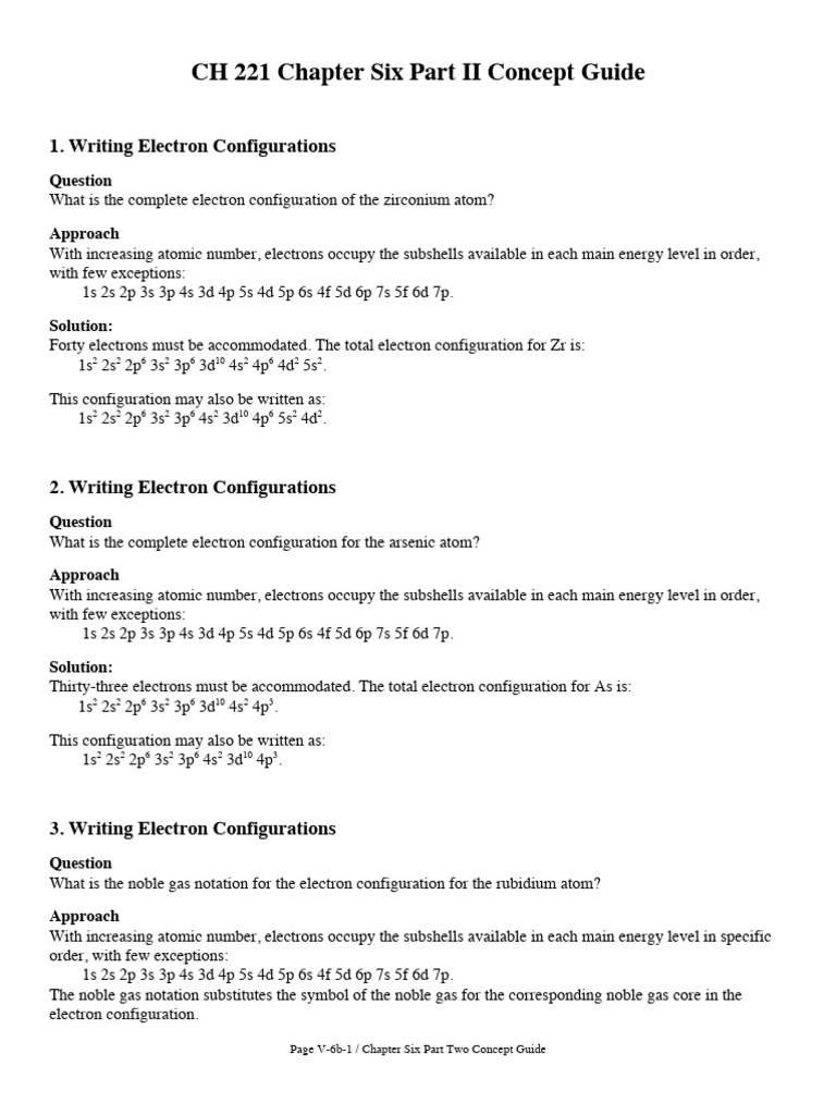 III801 Chapter 8 Concept Gu | PDF | Electron Configuration | Transition ...
