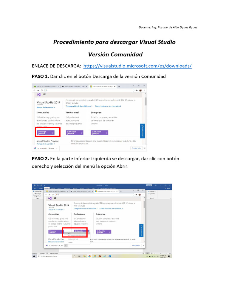 Guía para Descargar Visual Studio 2019 | PDF