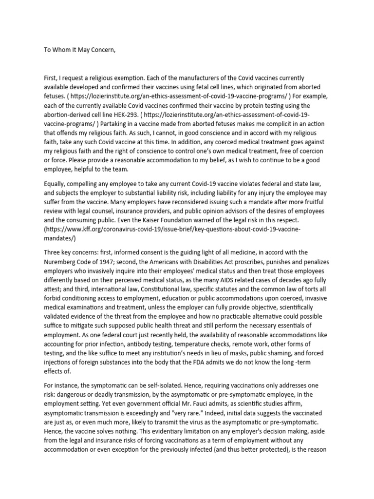Exemption Letter Va cuna | PDF | Americans With Disabilities Act Of ...
