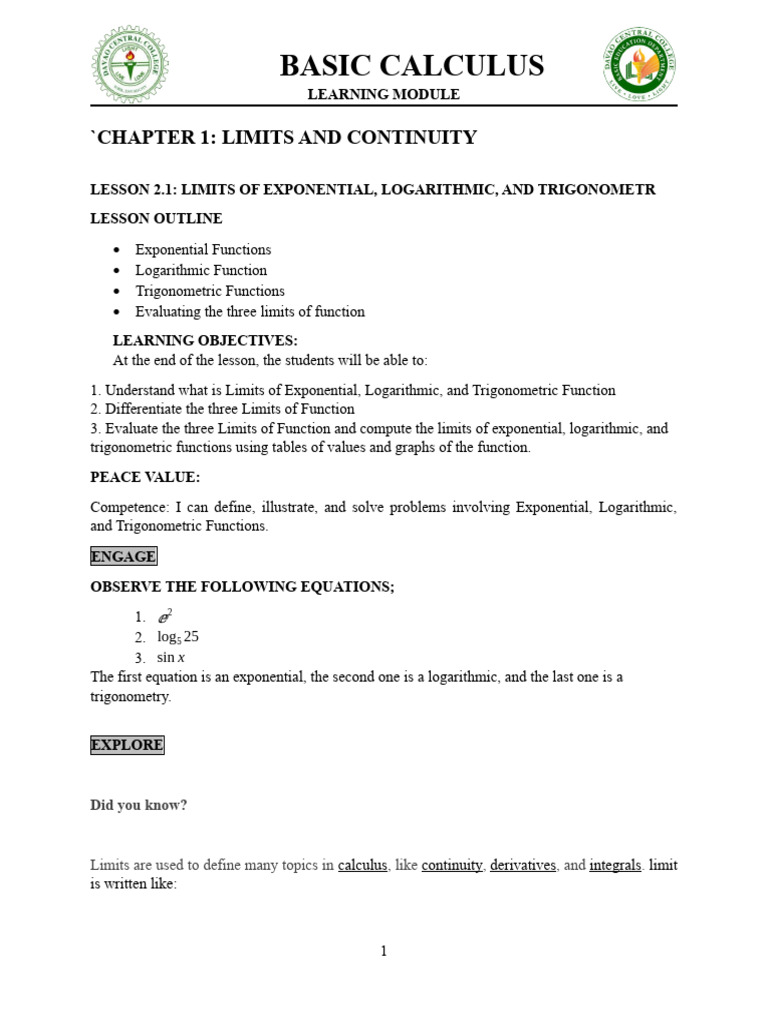 Module 1 GRP7 | PDF | Trigonometric Functions | Exponential Function