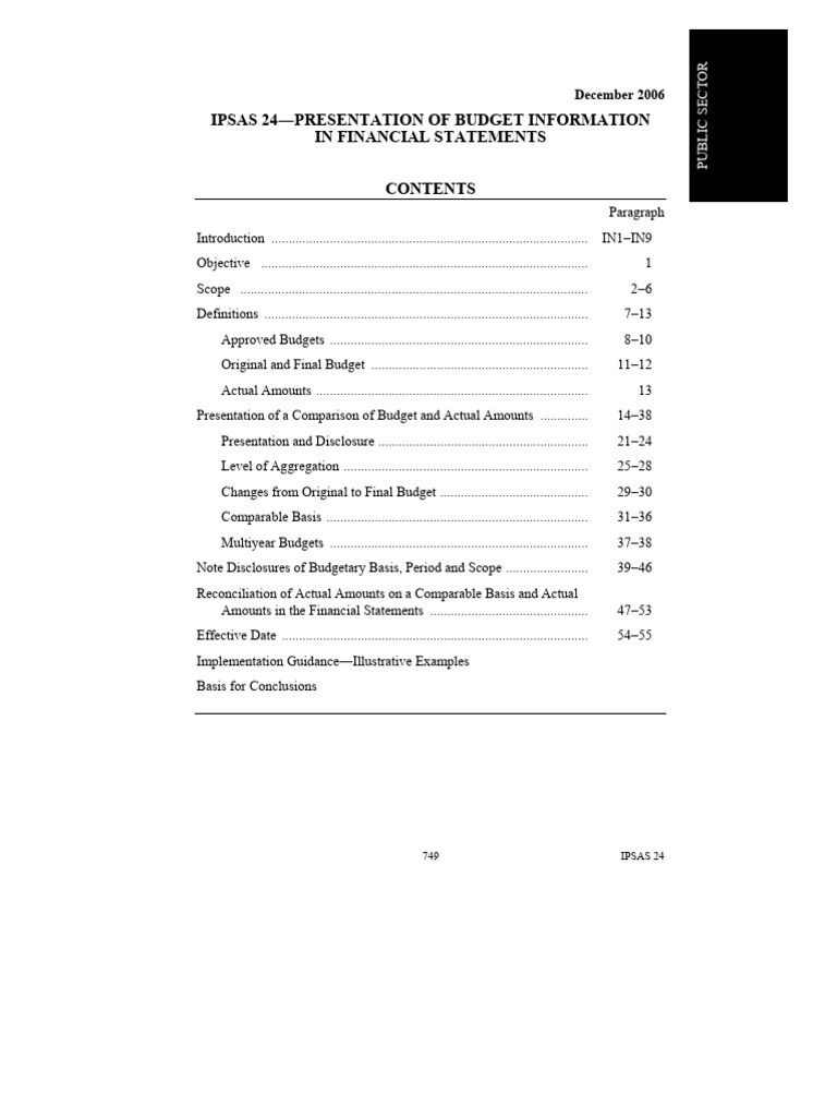 IPSAS 24: Budget Info in Financial Statements | PDF | Financial ...