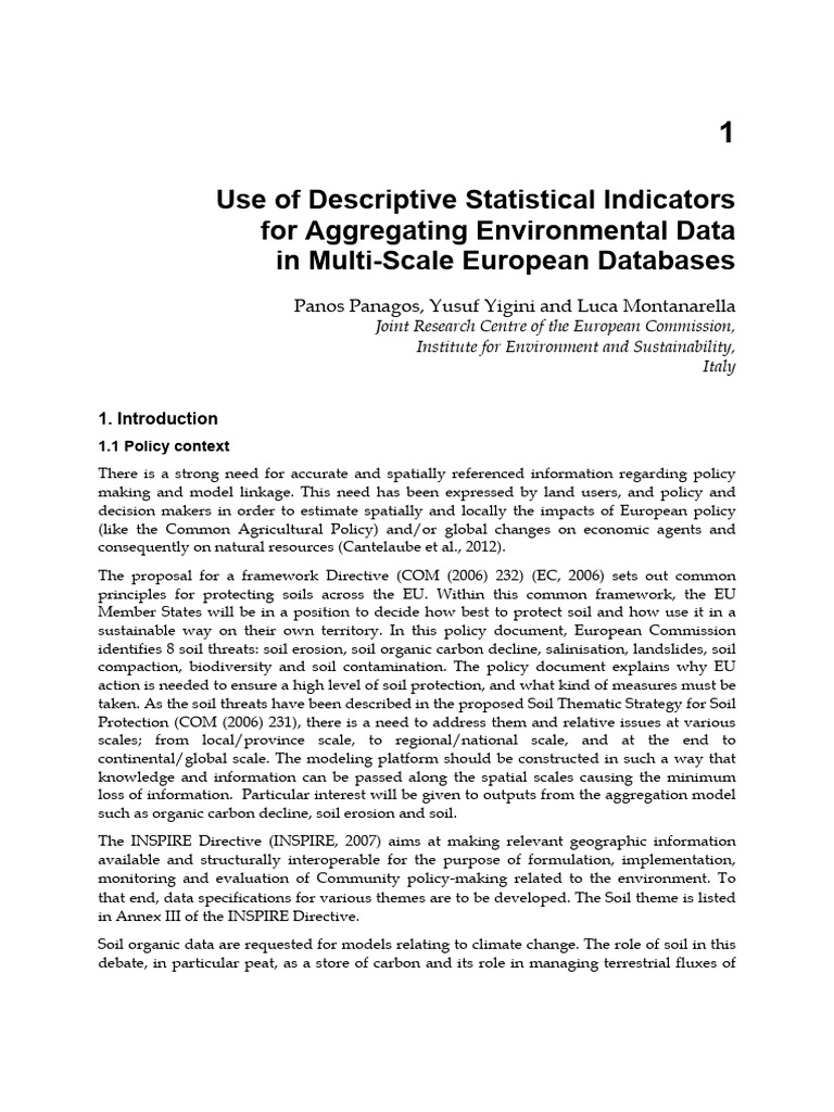 InTech-Use of Descriptive Statistical Indicators For Aggregating Environmental Data in Multi ...
