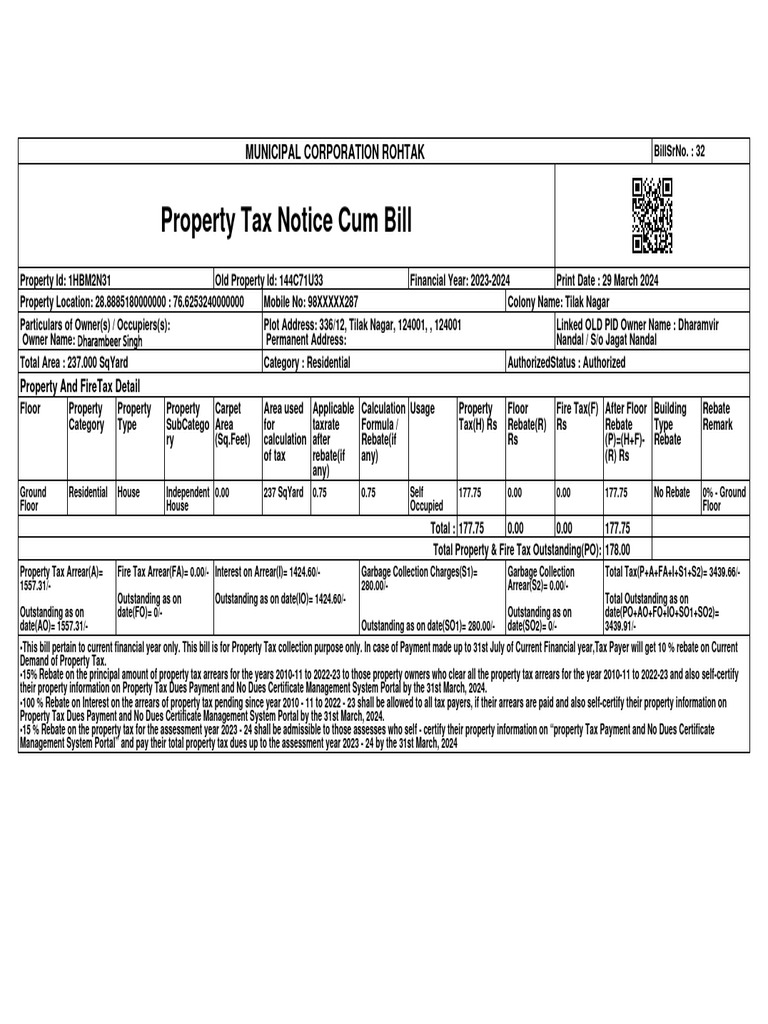 Print Bill | PDF | Property Tax | Tax Refund