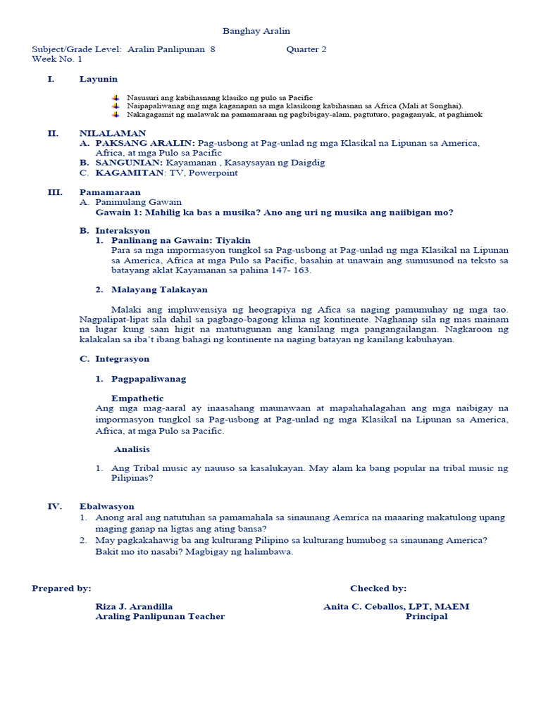 Second Quarter Learning Plan 8 | PDF