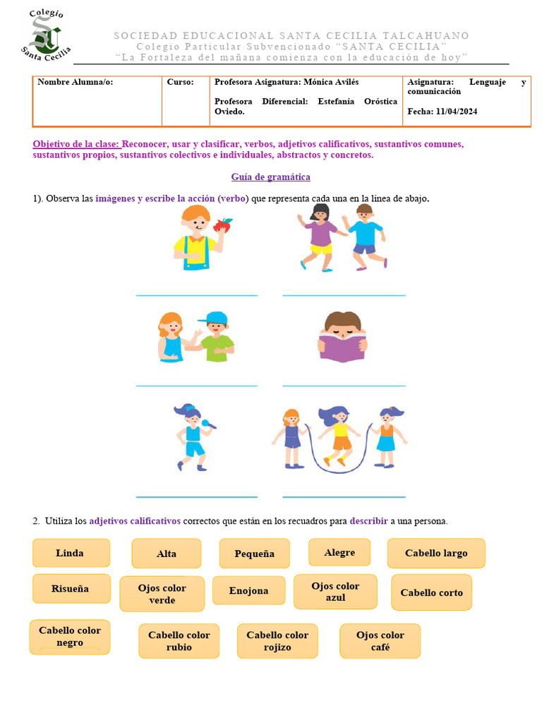 Guía de Ejercicios Gramatica 4to | PDF | Sustantivo | Unidades Semánticas