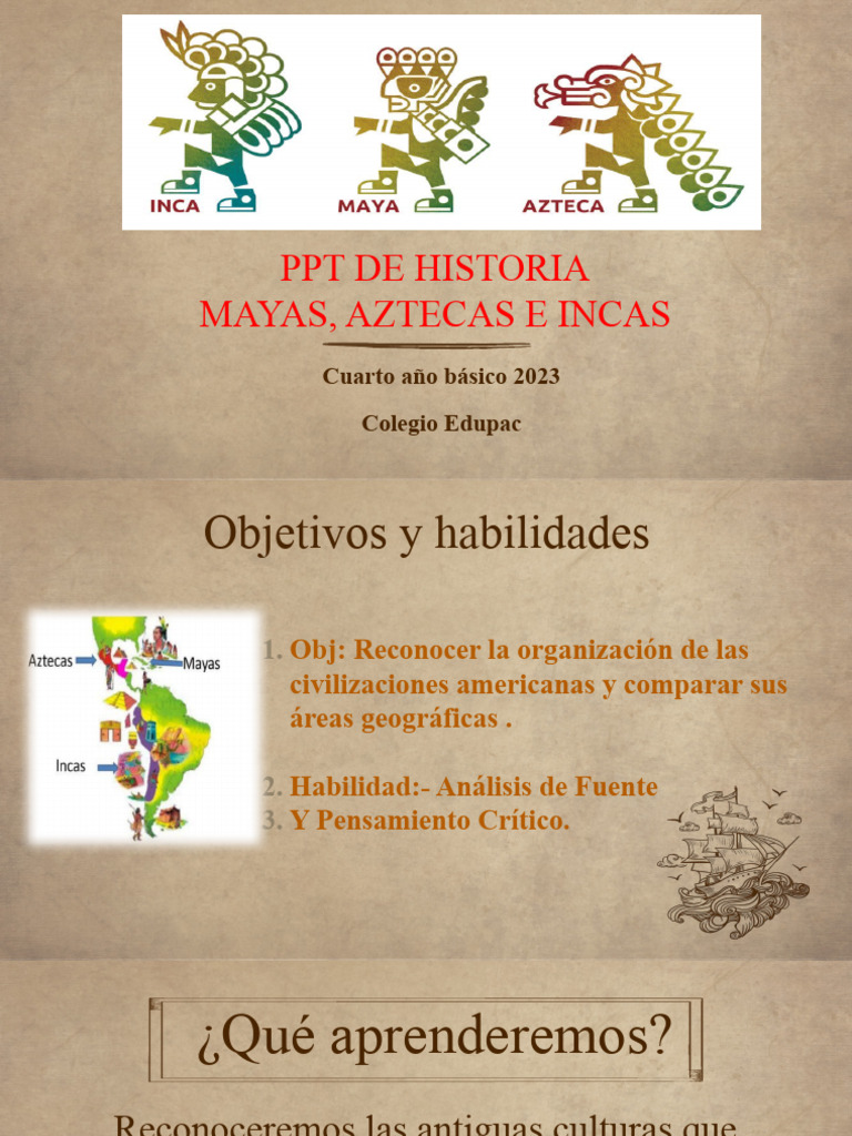 Ppt de Historia Mayas, Incas y Aztecas 4 Básico | PDF | Civilización ...