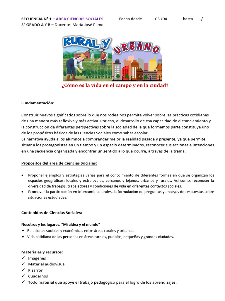 1 - El Campo y La Ciudad | PDF | Ciencias Sociales | Evaluación