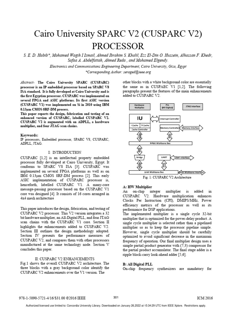 Cairo University SPARC V2 CUSPARC V2 Processor | PDF | Field Programmable Gate Array | Central ...