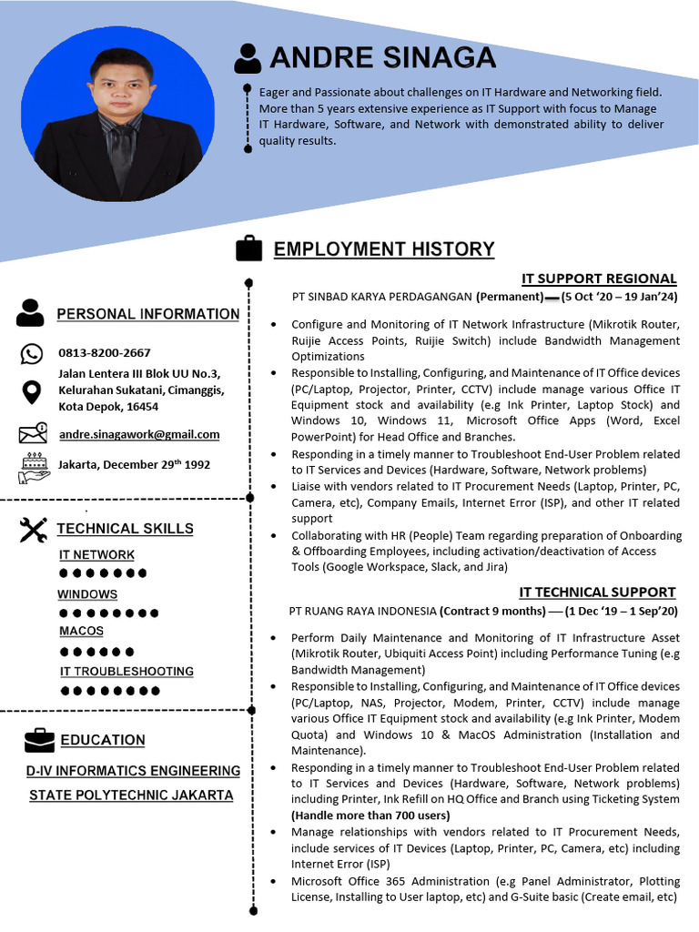 Andre Sinaga Resume February 2024 | PDF | Computer Network | Personal ...
