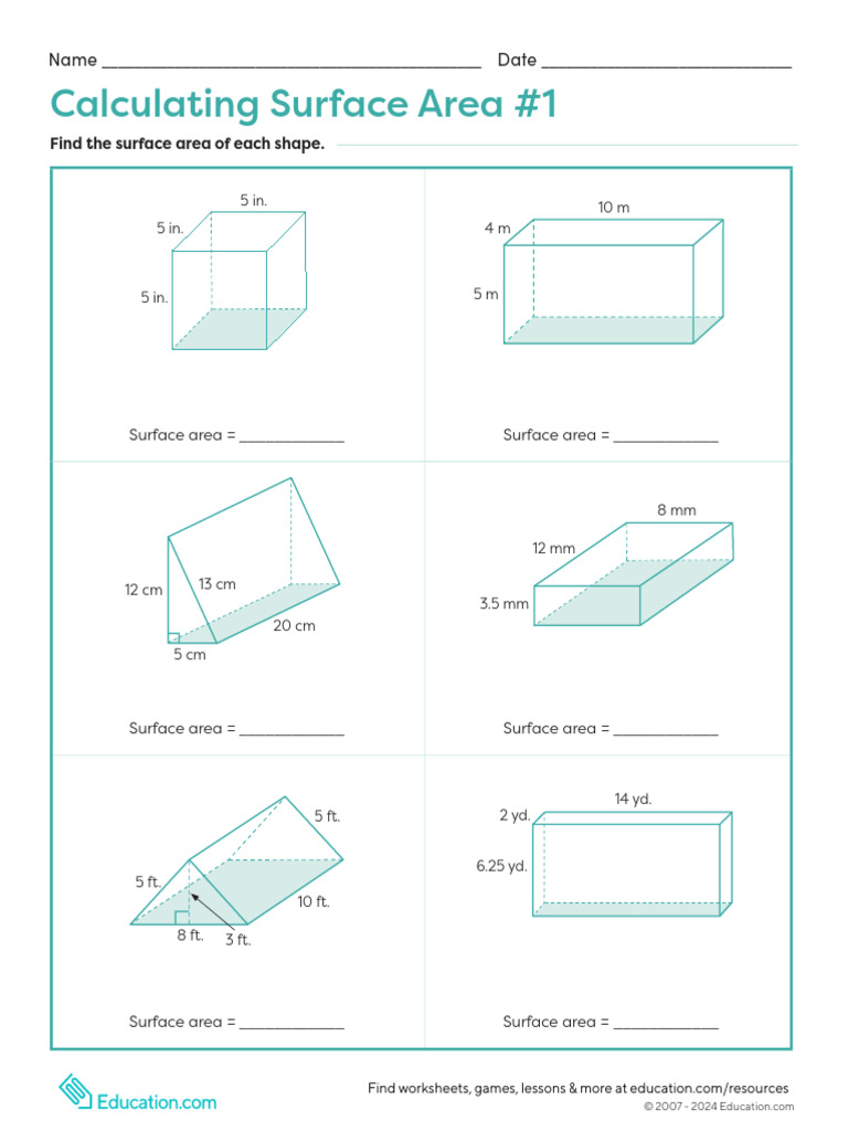 Calculating Surface Area 1 | PDF