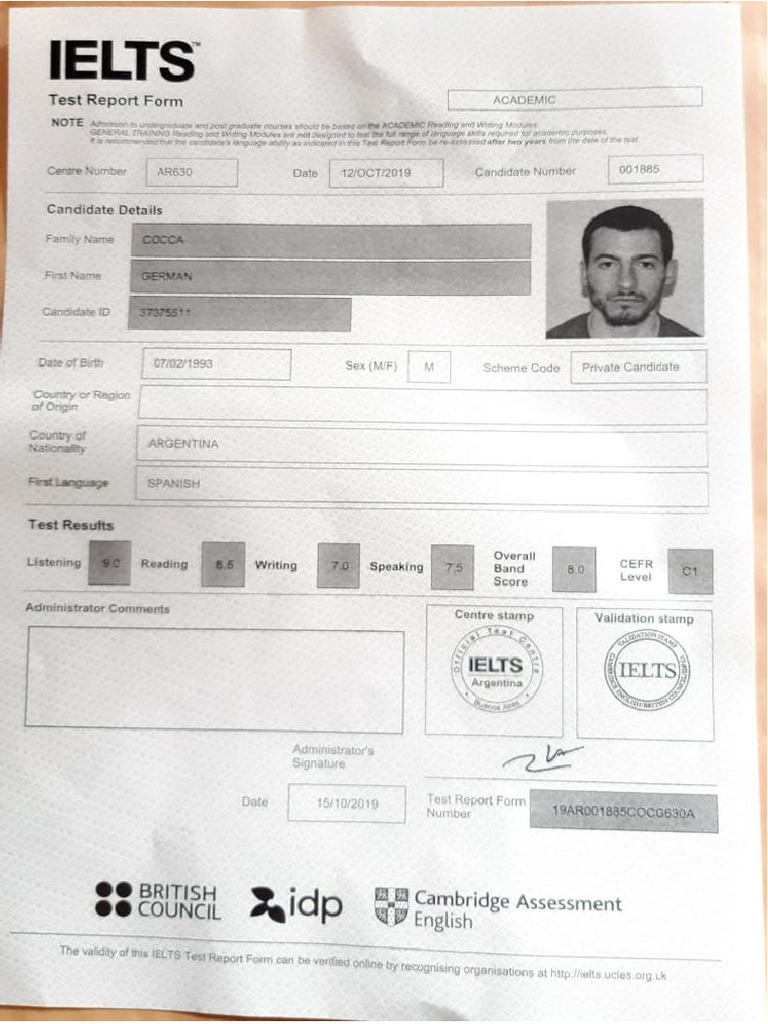 IELTS Certificate | PDF