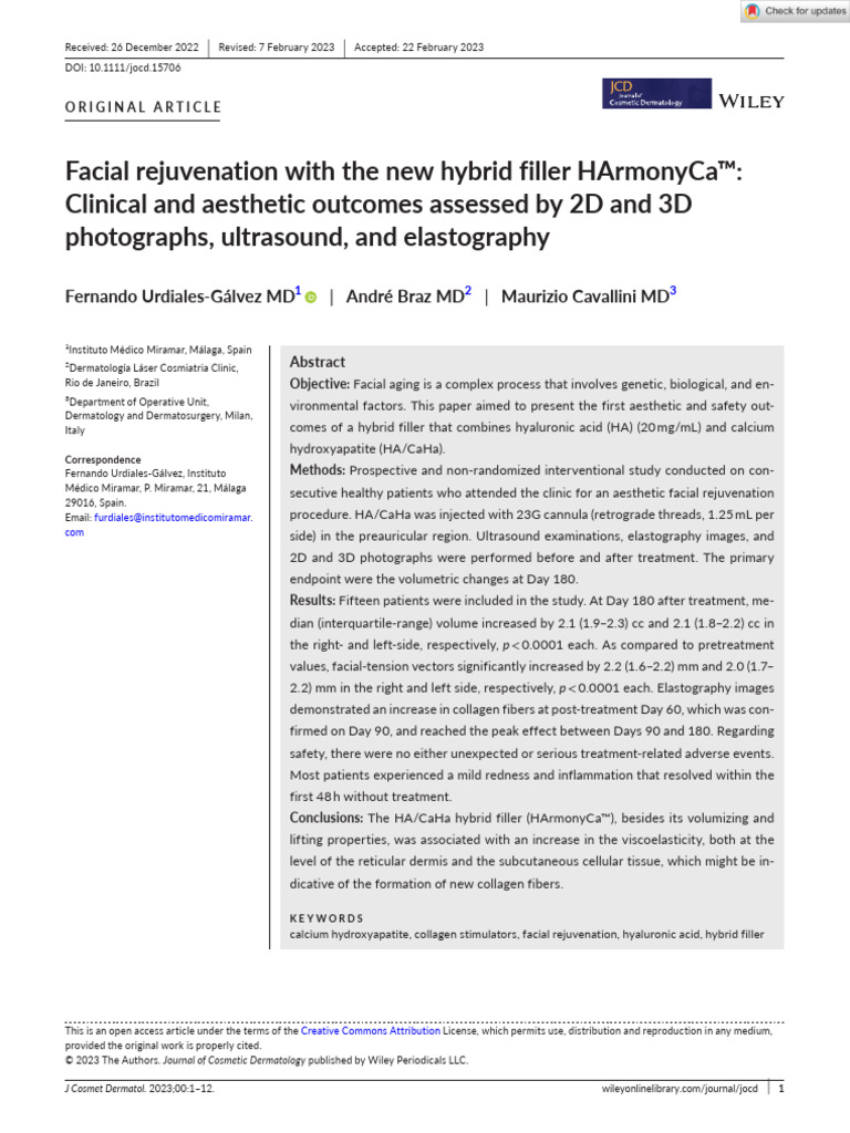 J of Cosmetic Dermatology - 2023 - Urdiales G Lvez - Facial Rejuvenation With The New Hybrid ...