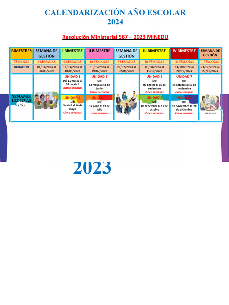 Calendarización Año Académico 2024 | PDF