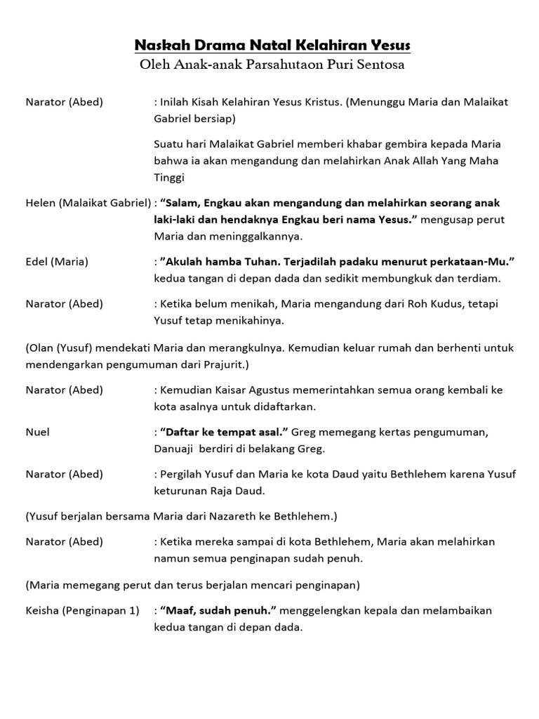 Naskah Drama Natal Kelahiran Yesus | PDF