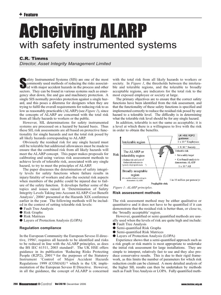 Timms 2006 Acheiving Alarp With Safety Instrumented Systems | PDF ...