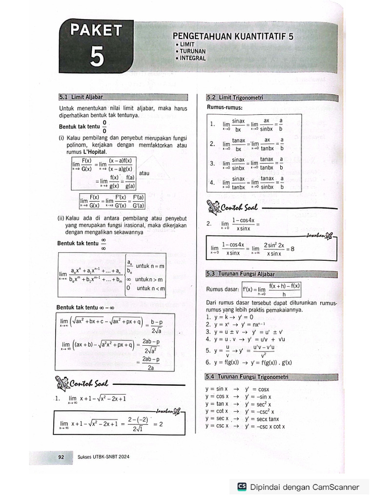 PK 5 - Limit, Turunan, Integral | PDF