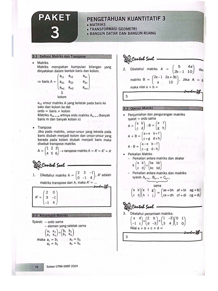 PK 3 - Matriks, Geometri | PDF