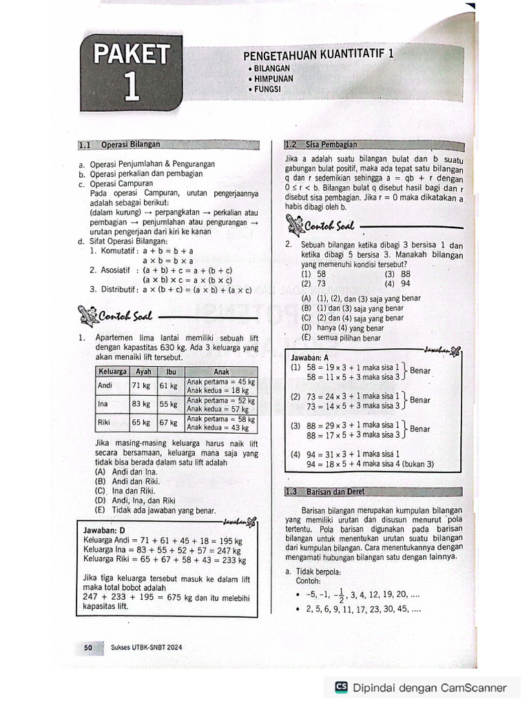 PK 1 - BILANGAN, FUNGSI, HIMPUNAN - SDH | PDF
