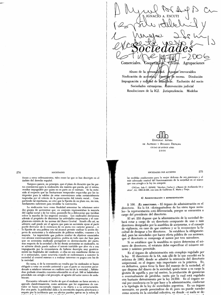 Escuti, I - Derecho Societario (Directorio) | PDF