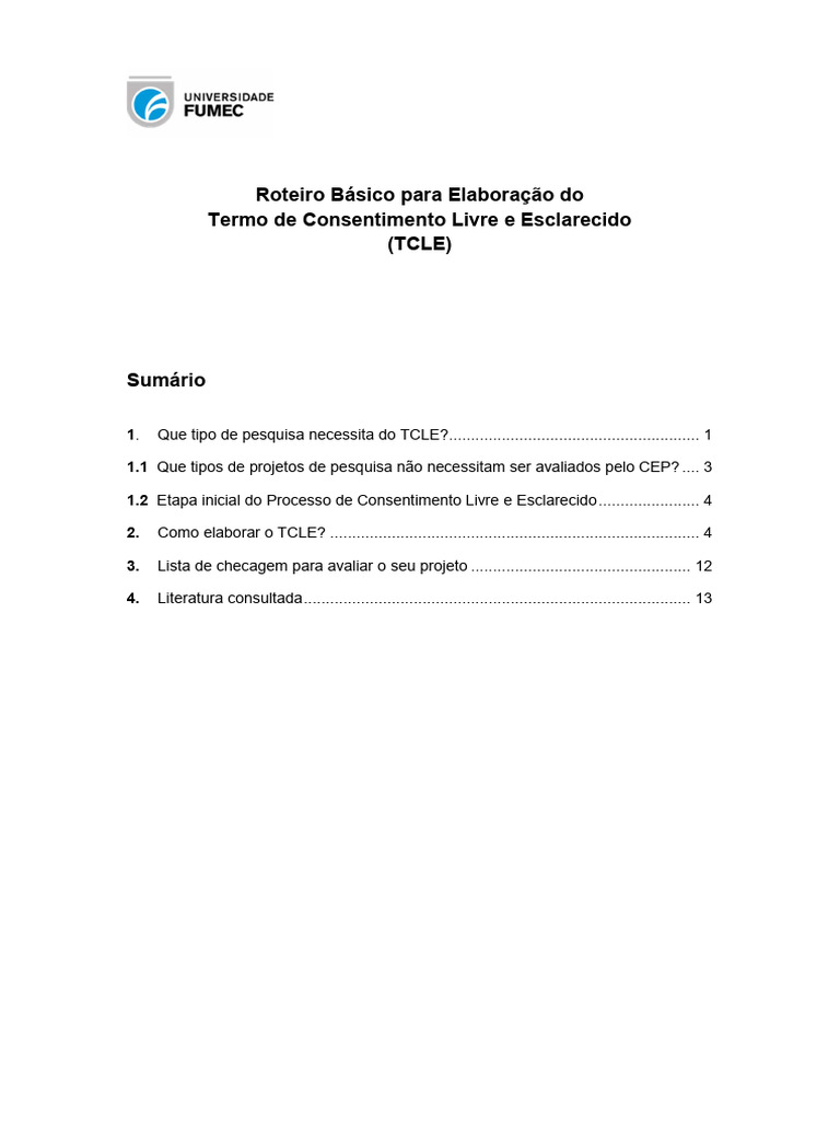 Roteiro Basico para Elaboracao DoTermo de Consentimento Livre e ...