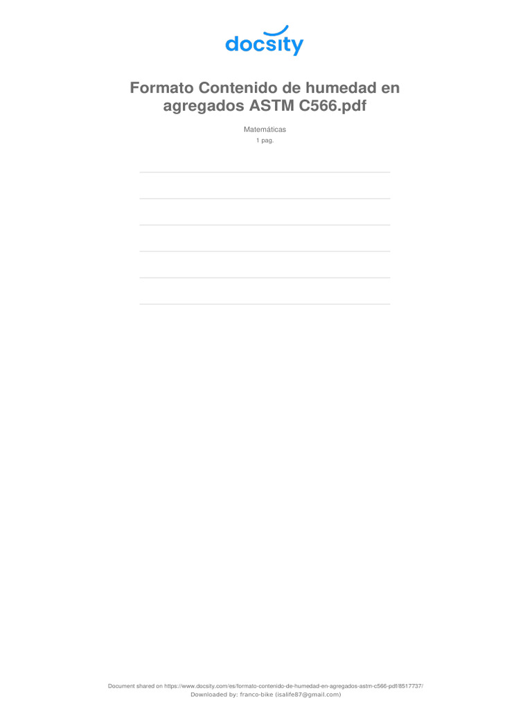 Docsity Formato Contenido de Humedad en Agregados Astm c566 PDF | PDF