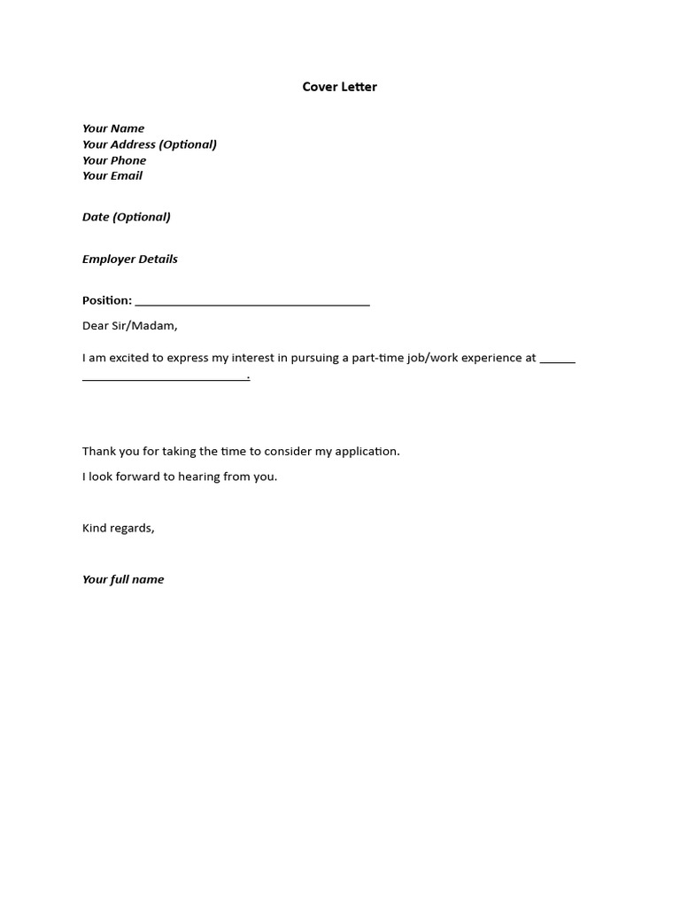 Cover Letter Template - Student Edit - TC | PDF