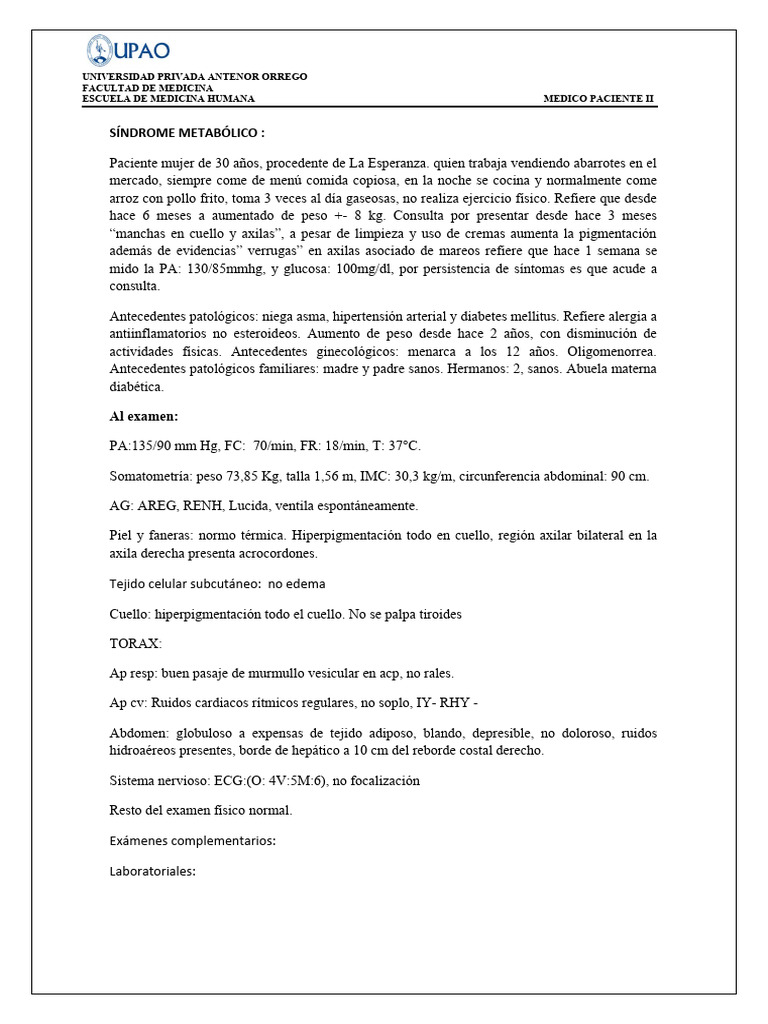 Caso Clinico 13 Med Pcte 2 Sem 13 2023-Ii | PDF | Diabetes ...