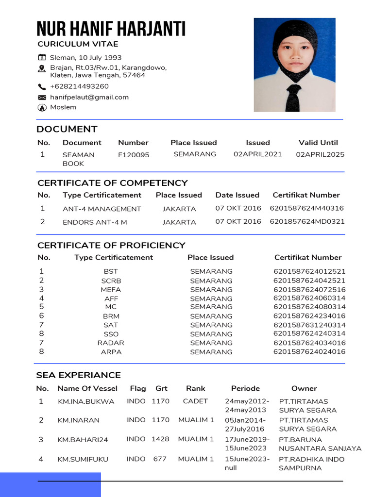 Cv Nur Hanif | PDF