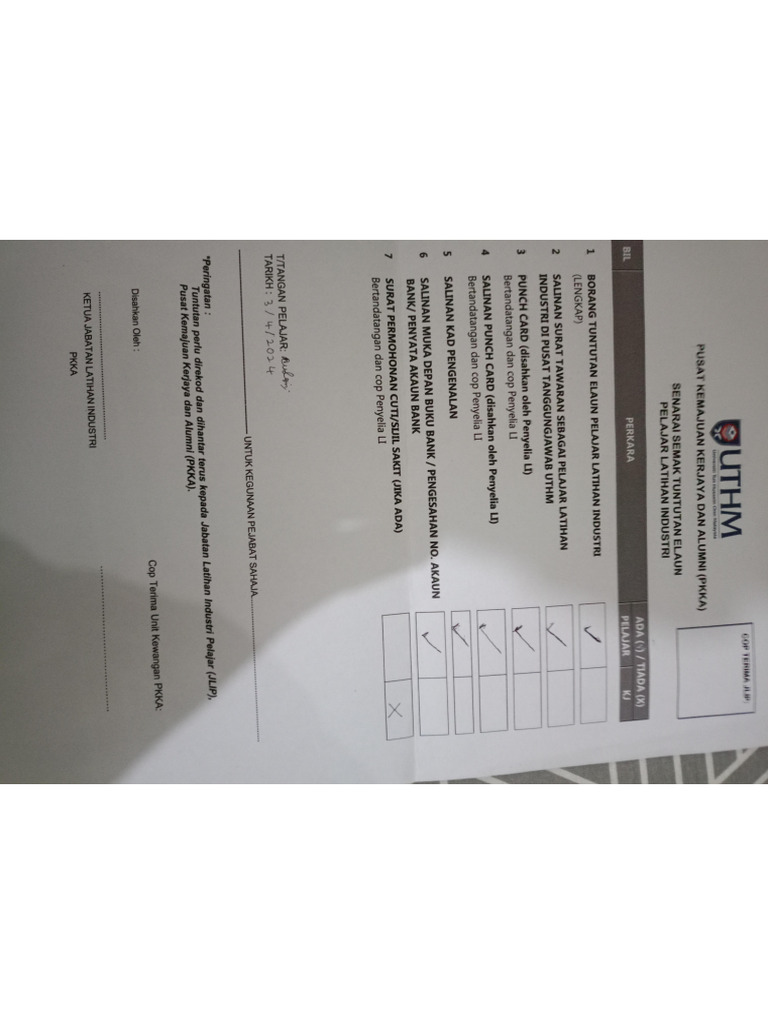 Borang Elaun Inbound UTHM | PDF