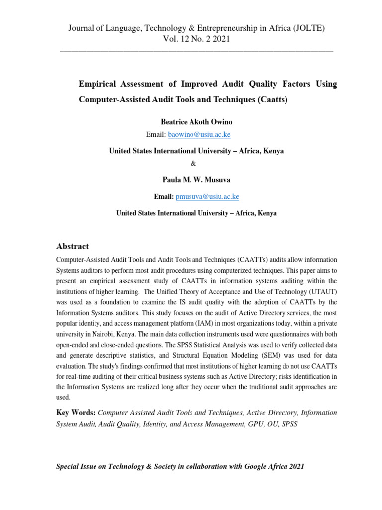 Jurnal Eng 10 - Empirical Assessment of Improved Audit Quality Factors Using Computer-Assisted ...