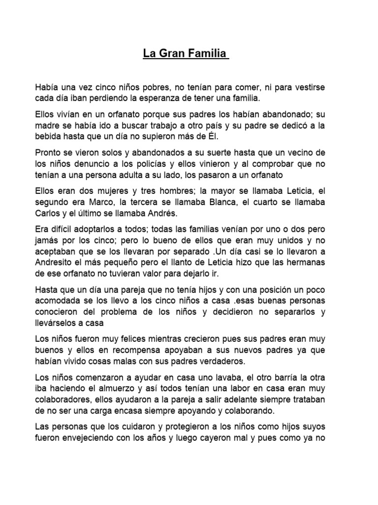 La Gran Familia | PDF | Orfanato