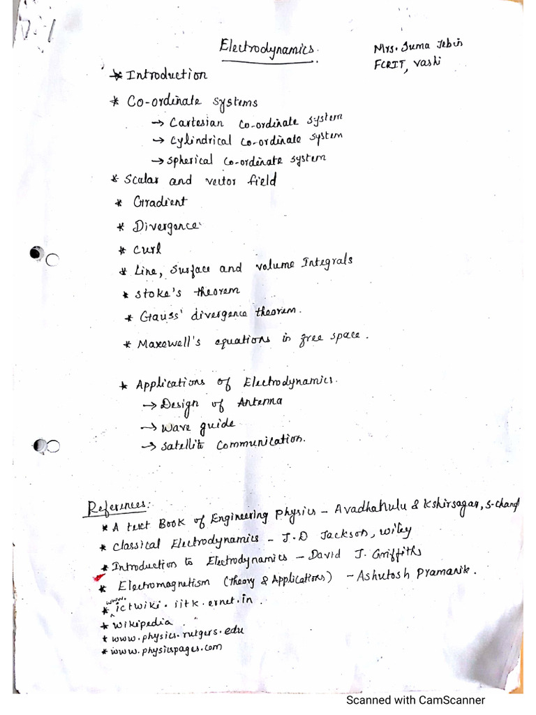 Electrodynamics Notes | PDF