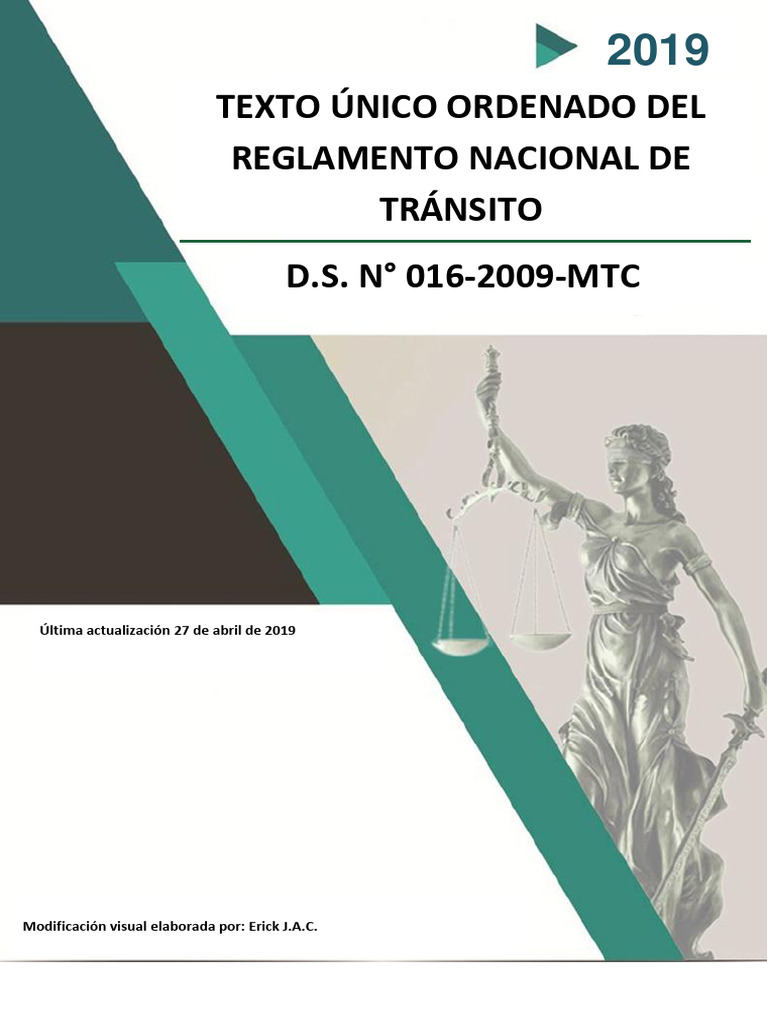 D.S. #016-2009-MTC Retran Al 27.04.2019 | PDF | Tráfico | Peatonal