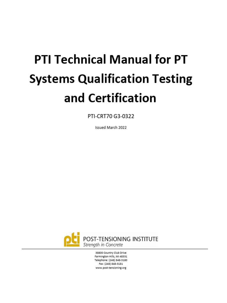 PTI Certification Manual for G3 Systems | PDF | Quality Assurance