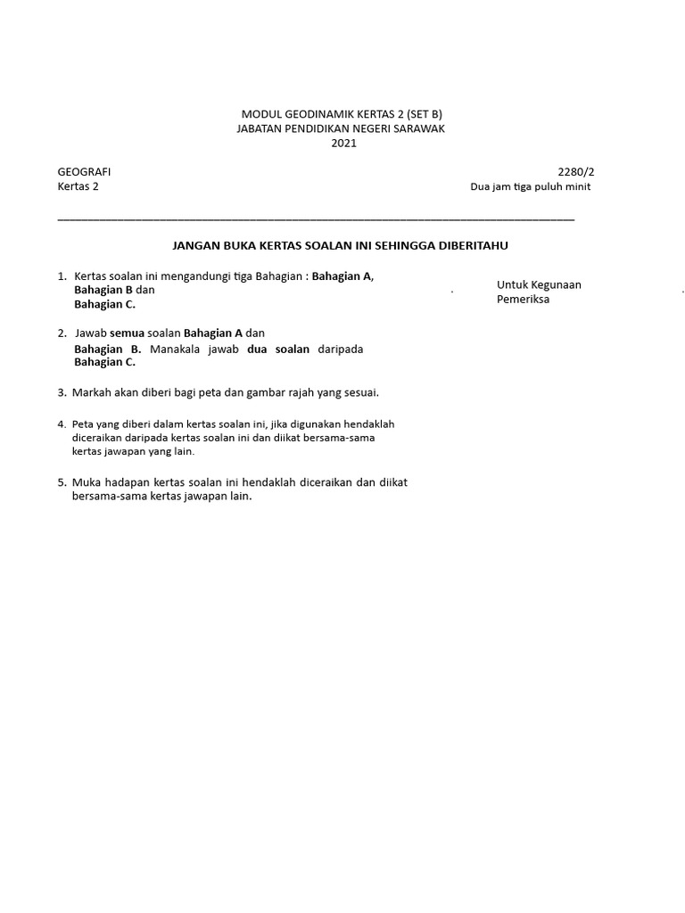 2021 Sarawak Geografi K2 Set_2 | PDF