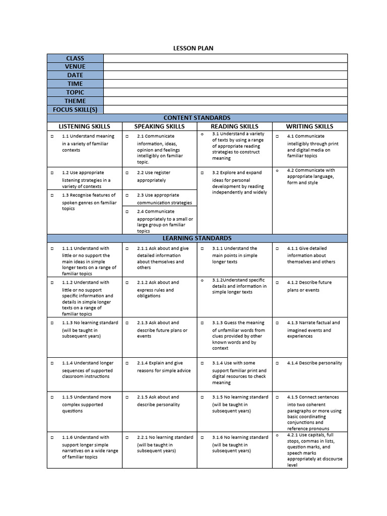 Lesson Plan Template | PDF | Lesson Plan | Communication