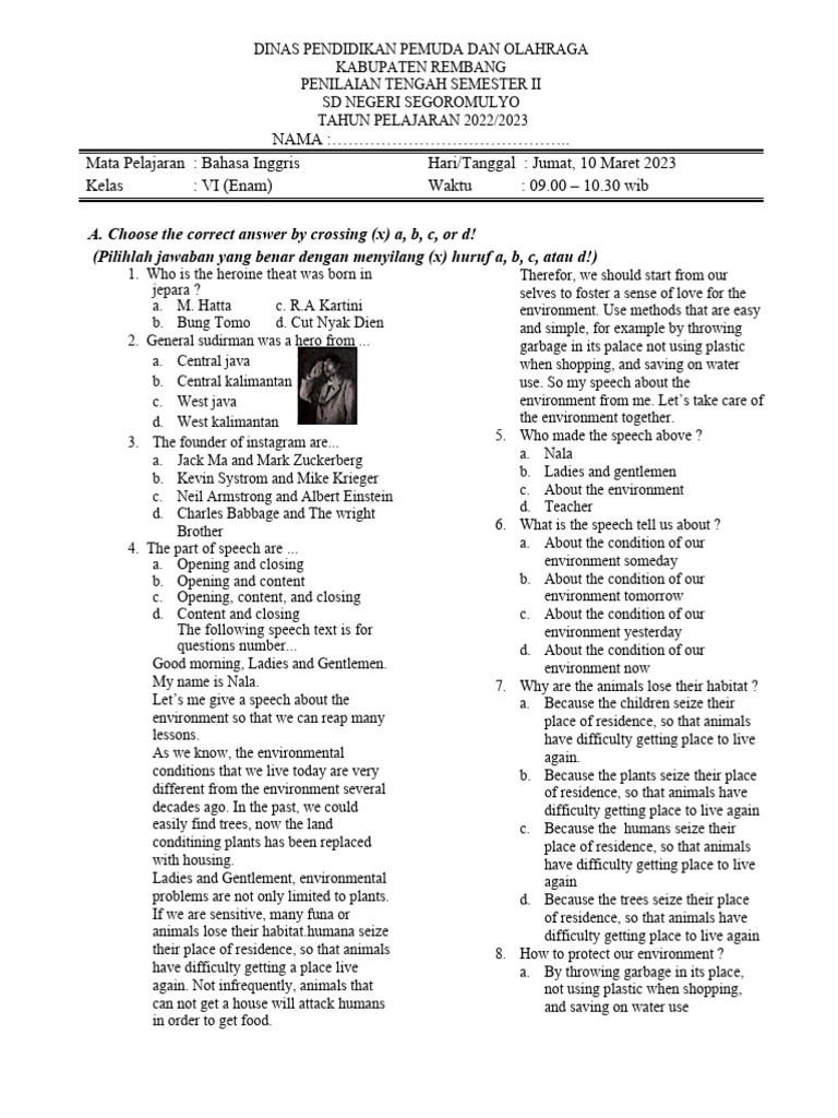 Soal PTS II Bhs Inggris | PDF | Indonesian People | Politics Of Indonesia