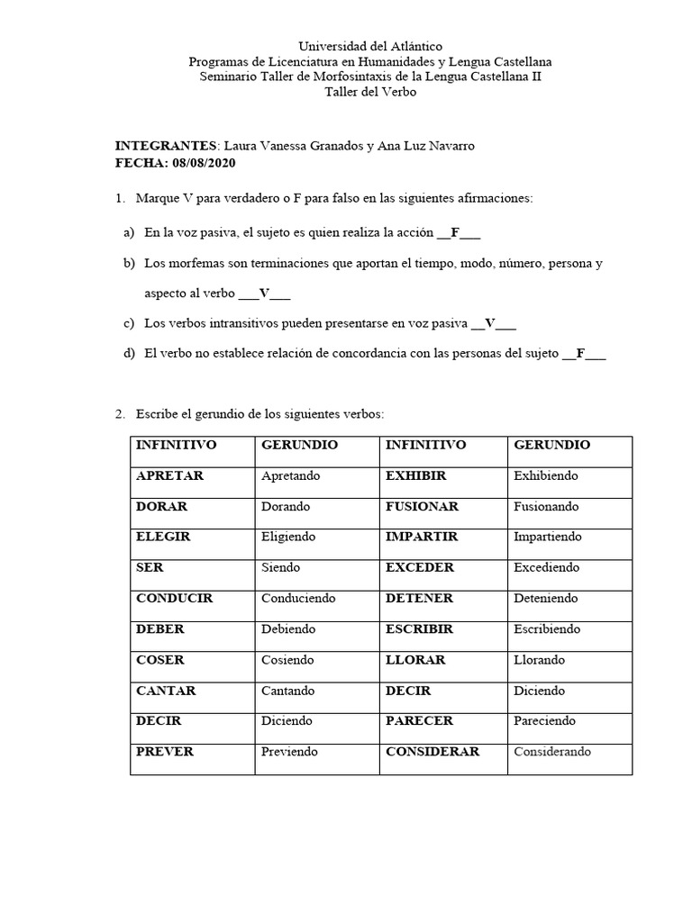 Verbo Taller 08 08 2020 Descargar Gratis Pdf Verbo Asunto