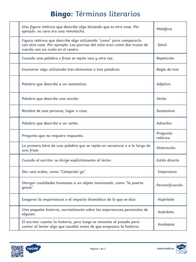 Bingo Literarios | PDF | Palabra | Poesía