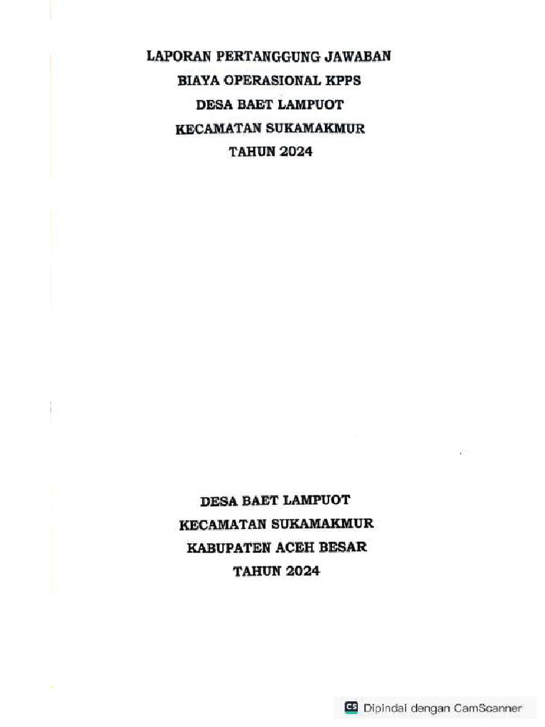 Laporan Pertanggung Jawaban Biaya Op Kpps Baet Lampuot - Compressed - Compressed | PDF