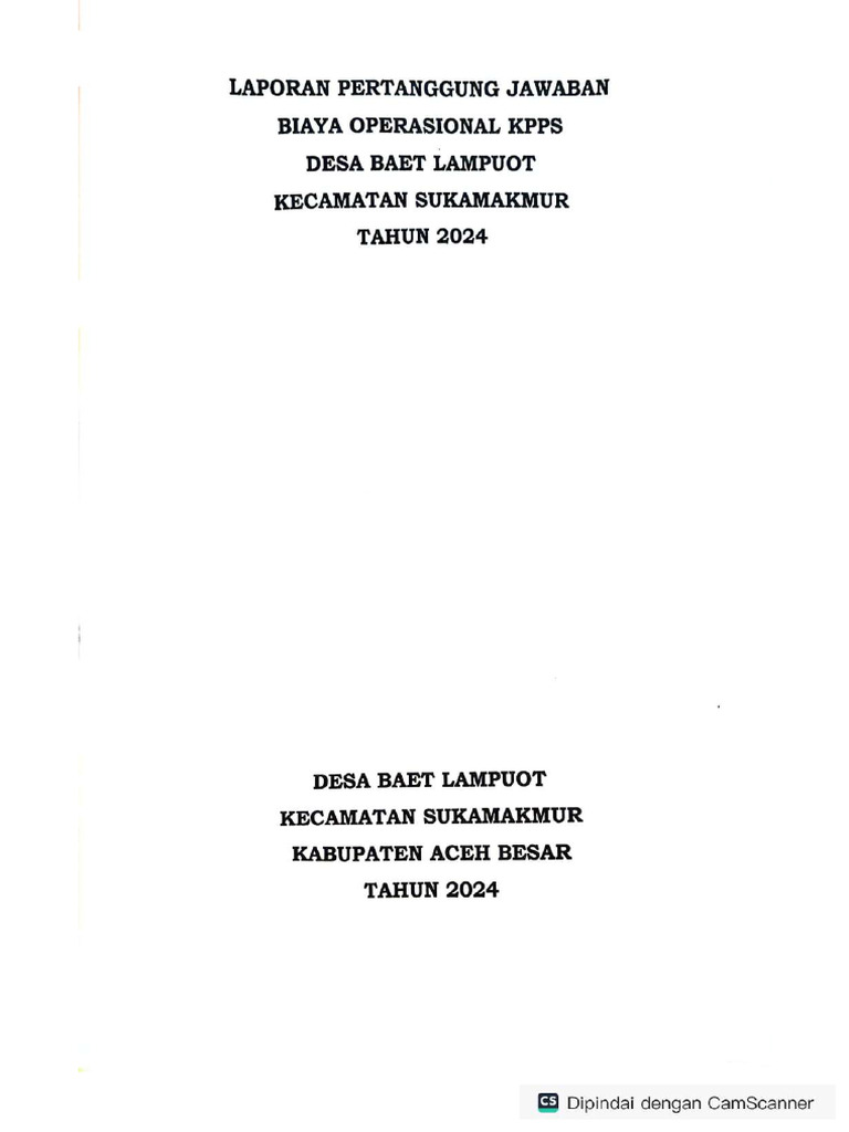 Laporan Pertanggung Jawaban Biaya Op Kpps Baet Lampuot - Compressed | PDF