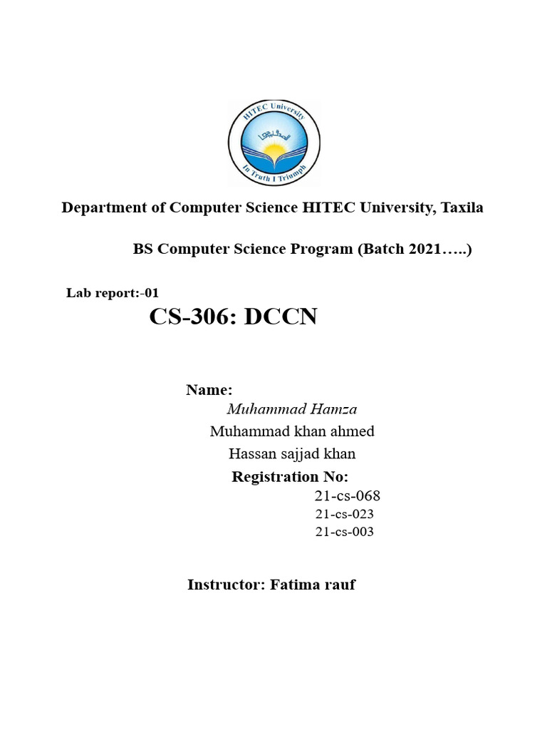 Lab 1 DCCN | PDF | Computer Network | Duplex (Telecommunications) Lab 1 DCCN | PDF | Computer Network | Duplex (Telecommunications)